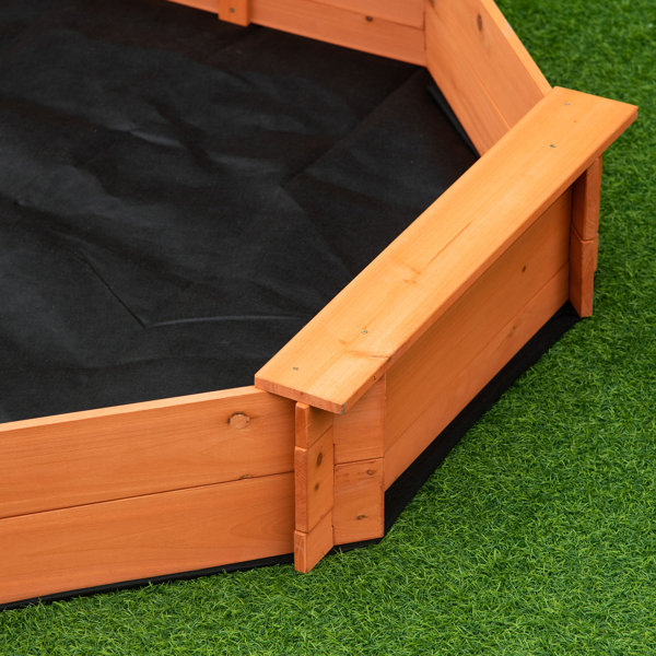Outsunny 55" x 8.5" Solid Wood Round Sandbox with Cover & Reviews | Wayfair
