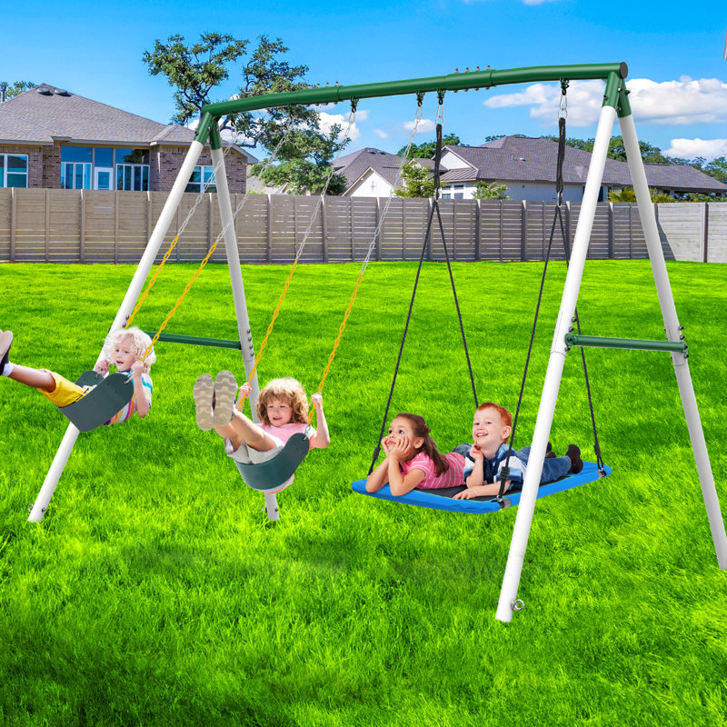 Klo Kick Swing Set with 3 Swings | Wayfair