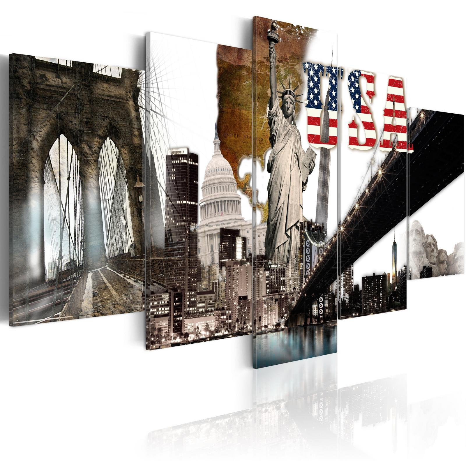 Ebern Designs Carshena Usa On Canvas 5 Pieces Print | Wayfair
