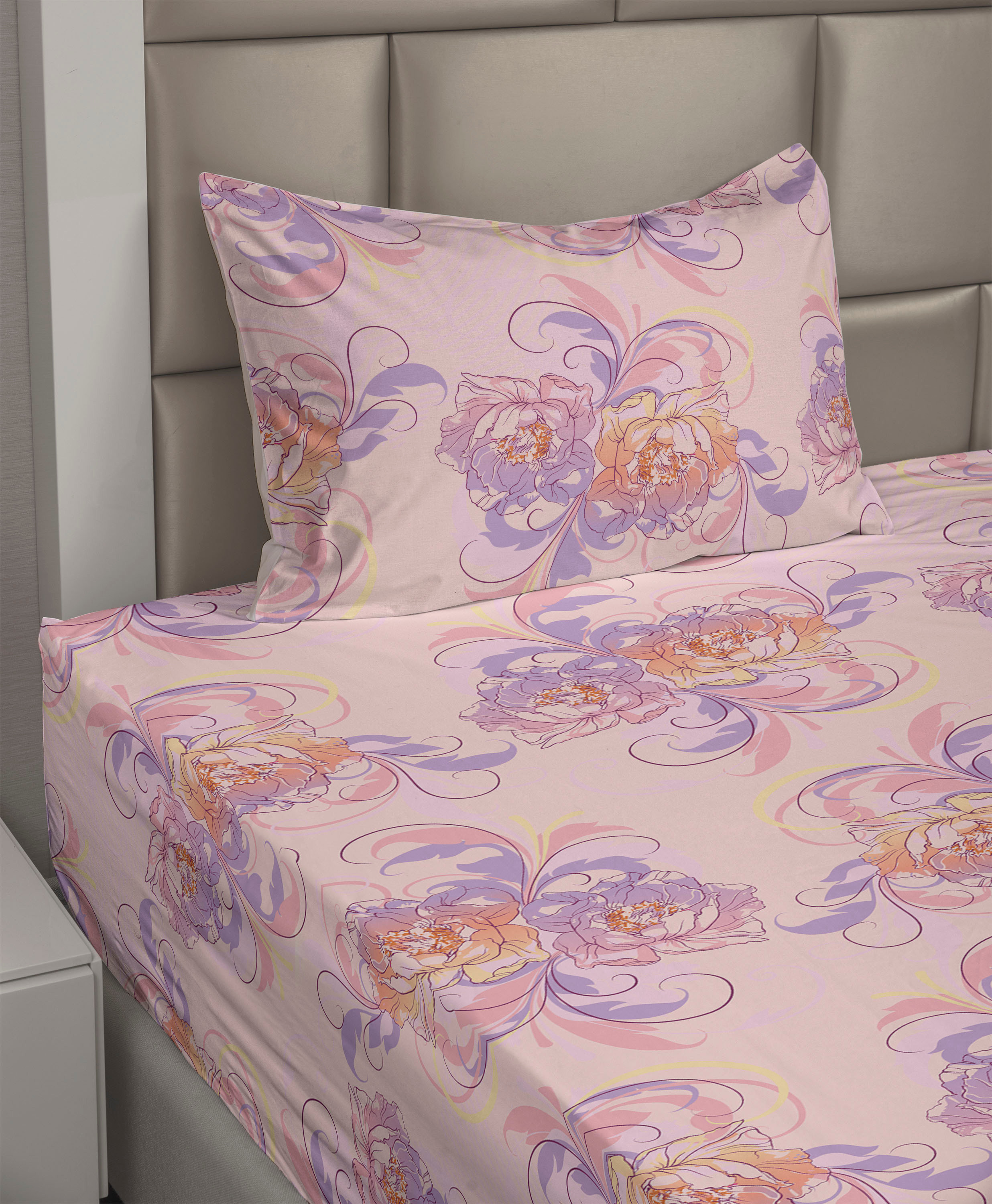 Ambesonne Abstract Floral Design Sheet Set Flowers Boho Rose Lavender ...