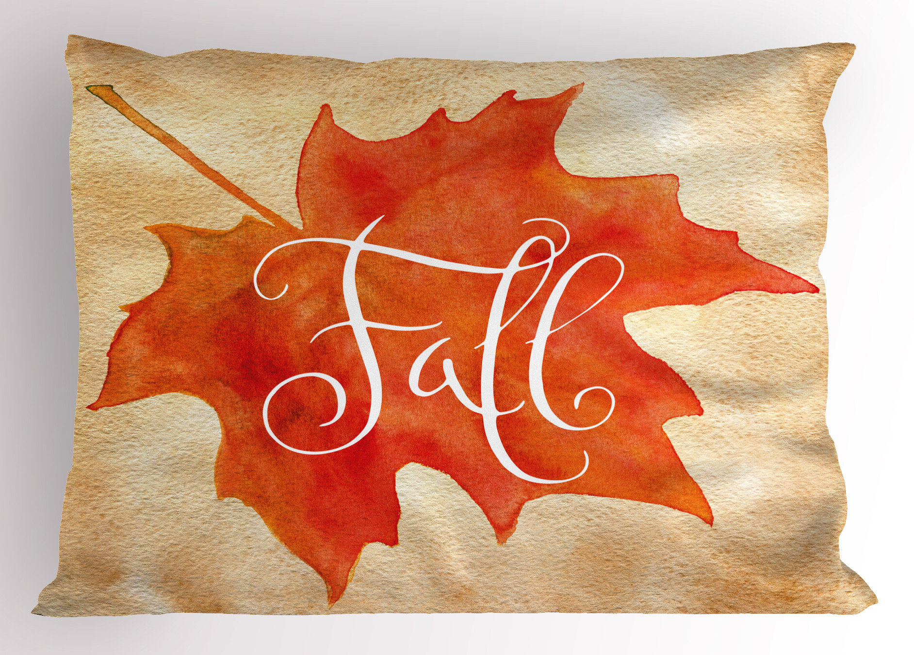 Ambesonne Fall Pillow Sham 2 Pack Maple Leaf Vintage Orange Pale Brown ...