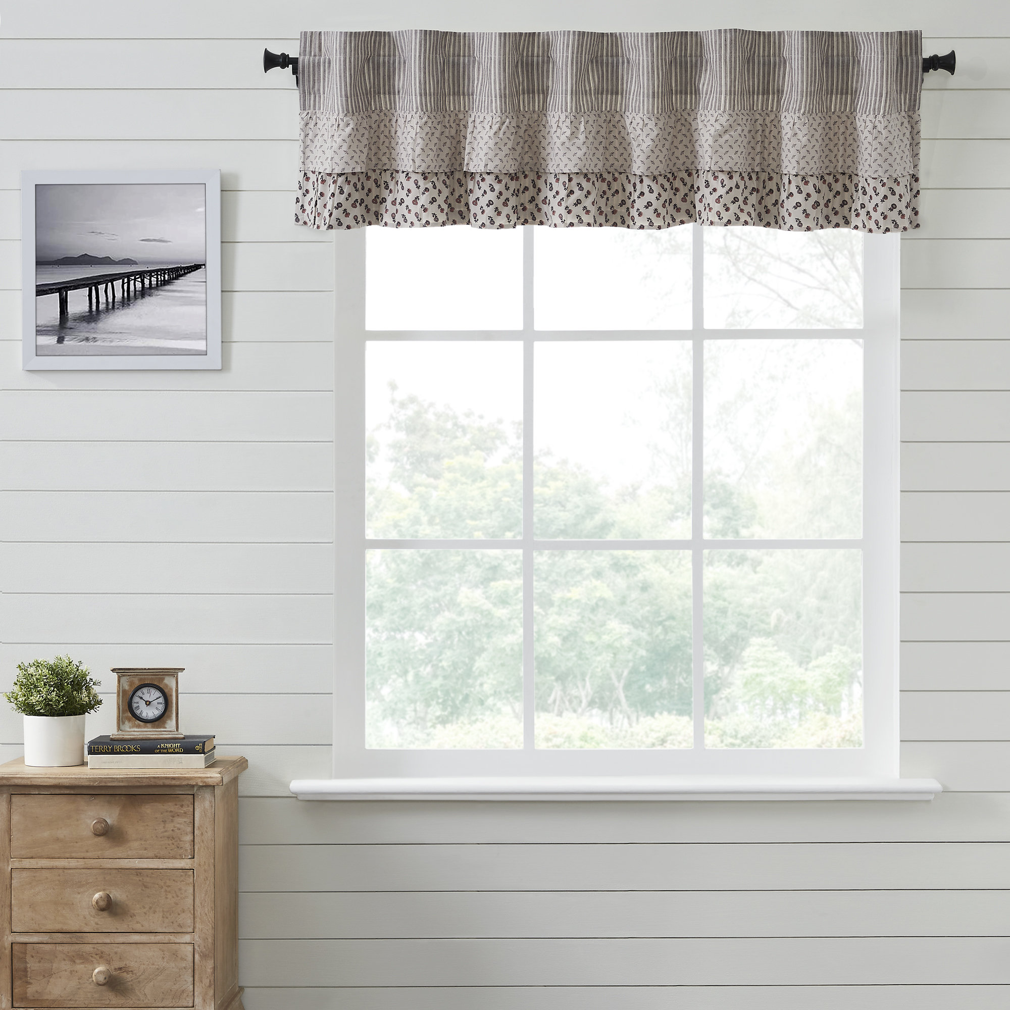 Rosalind Wheeler Bahari Cotton Tailored Window Valance in Light Taupe ...