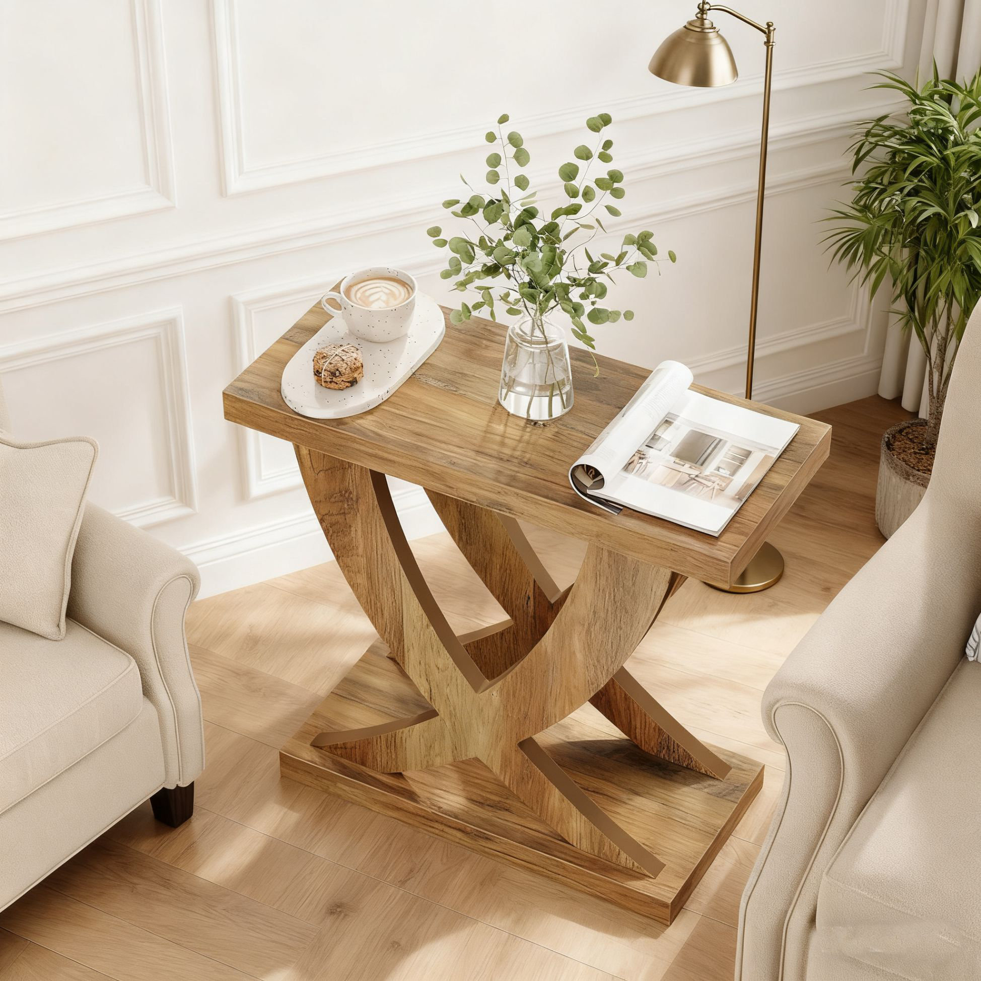 Everly Quinn Farmhouse End Table - Tribesigns 23.6 Inch Narrow Side ...