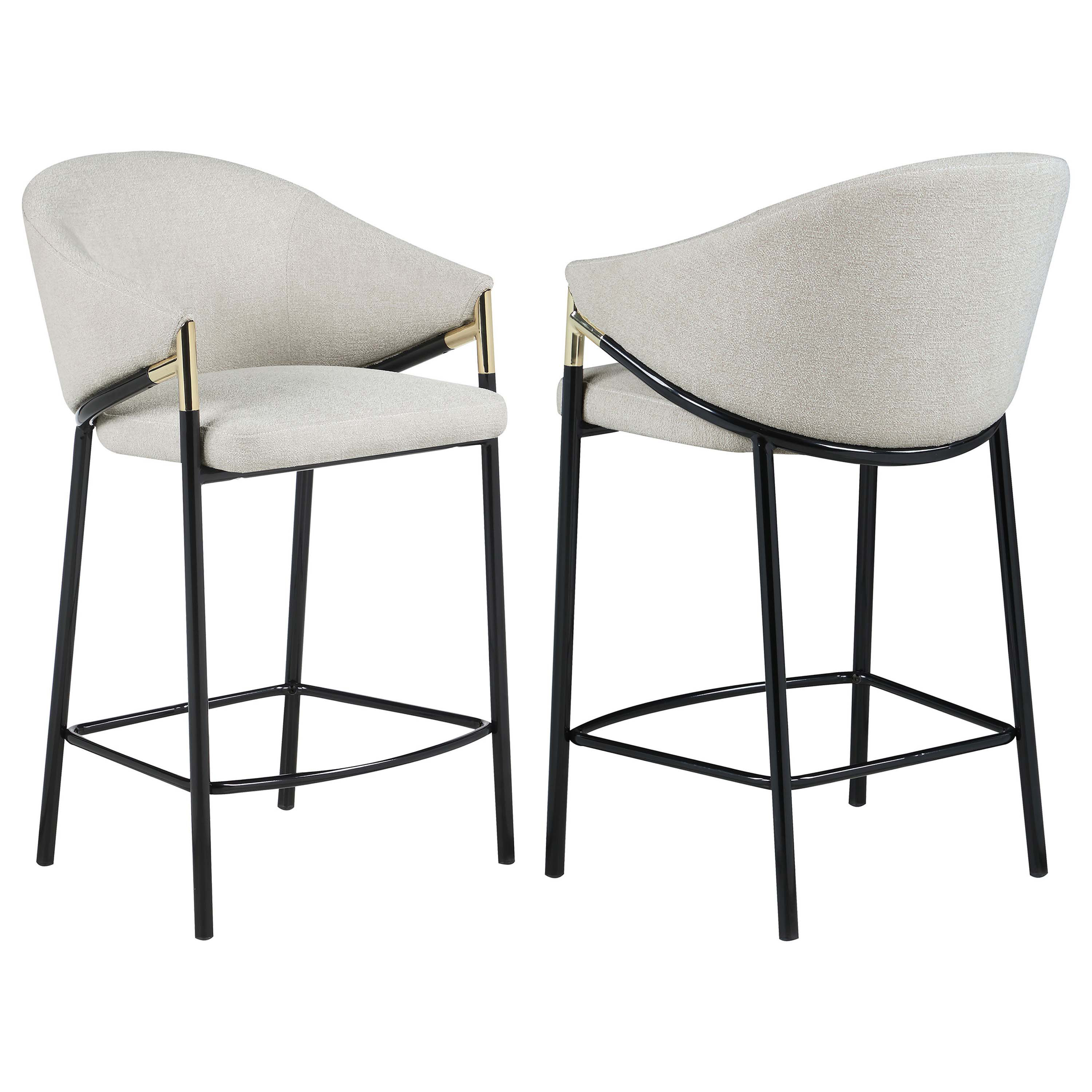Hokku Designs Beige and Glossy Black Sloped Arm Counter Height Stools ...