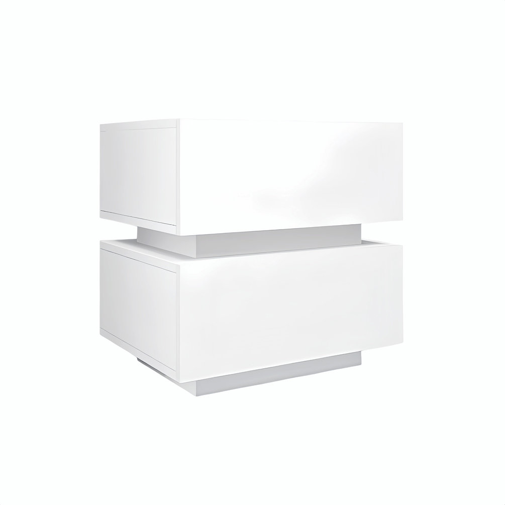 Wrought Studio™ High Glossy 2 Drawers with RGB Led Light Nightstand ...