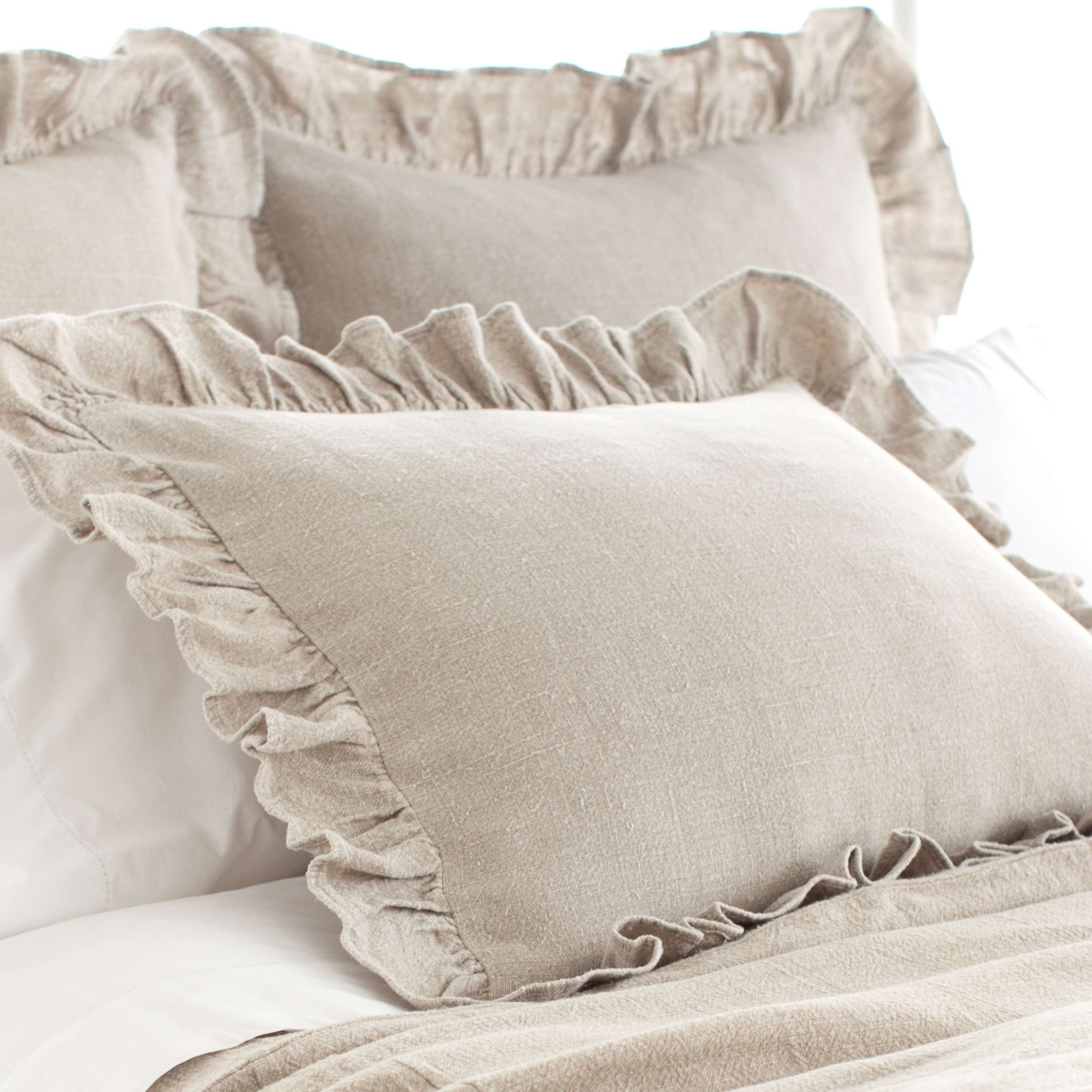 Pine Cone Hill Stone Washed Linen Shale Ruffled Sham & Reviews | Wayfair