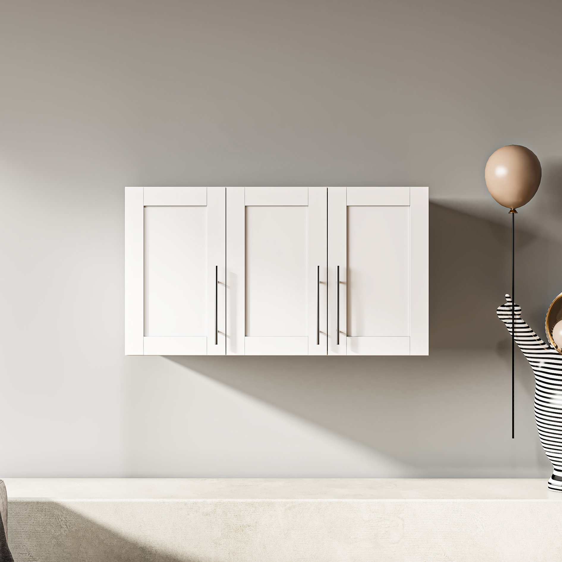 Latitude Run® White Stackable Wall - Mounted 15.96"D X 34.54"W 19.41"H ...