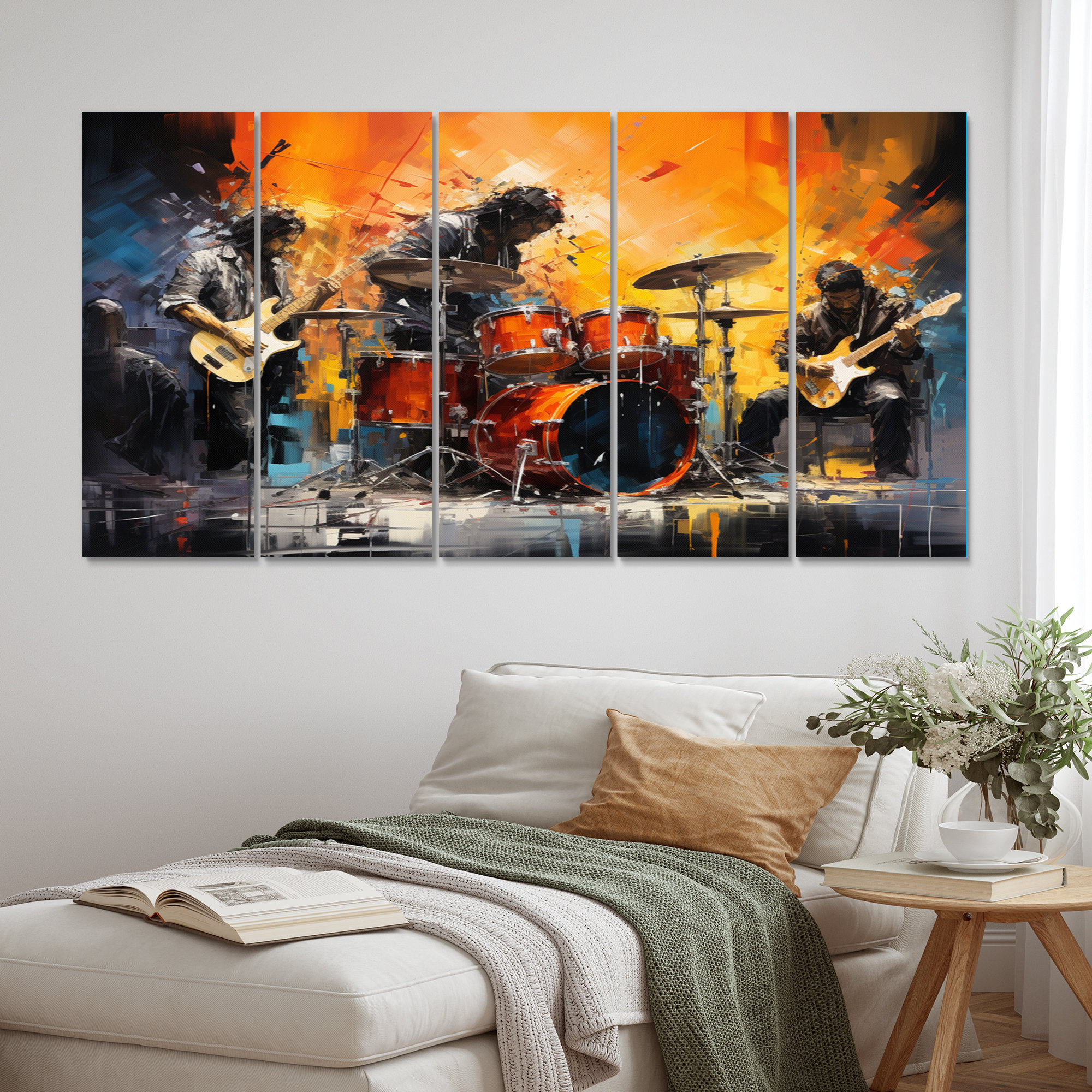 Lark Manor™ Rock Band In Action I - Entertainment Wall Decor - 5 Equal ...