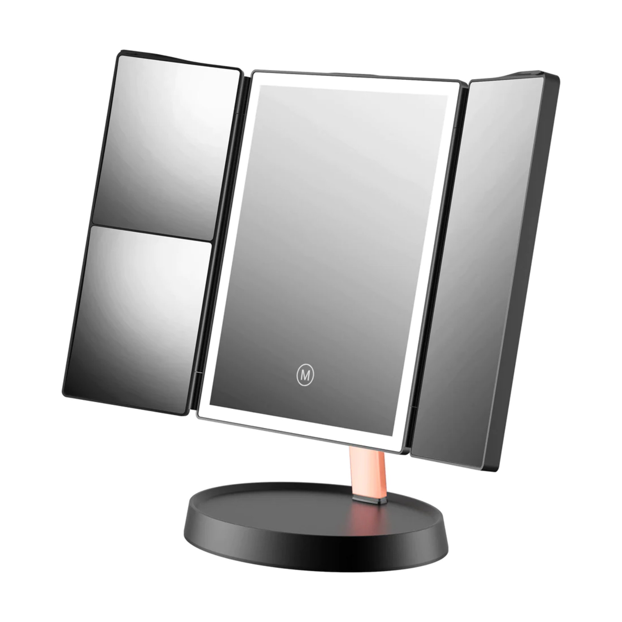 Ebern Designs Infinity Trifold LED Makeup Mirror with 2x and 3x ...
