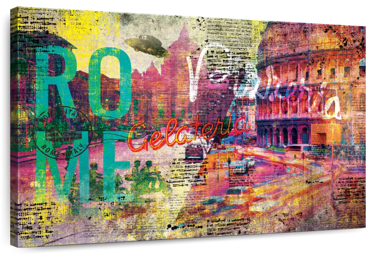 Ebern Designs Nicci Rome City Newsprint Grunge | Wayfair