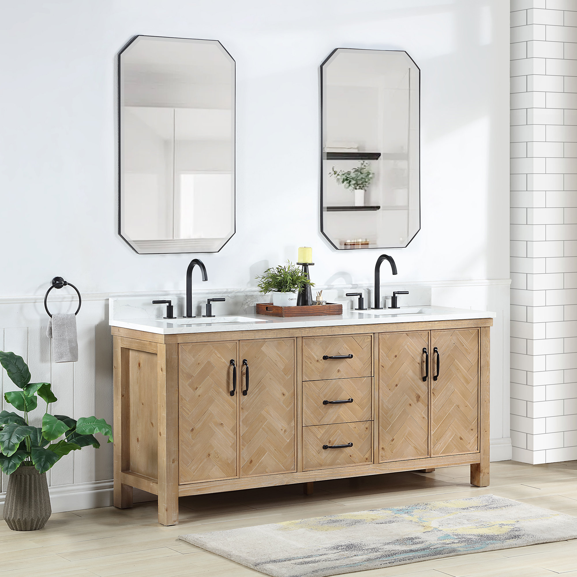 Union Rustic Mandey 72'' Free Standing Double Bathroom Vanity with ...