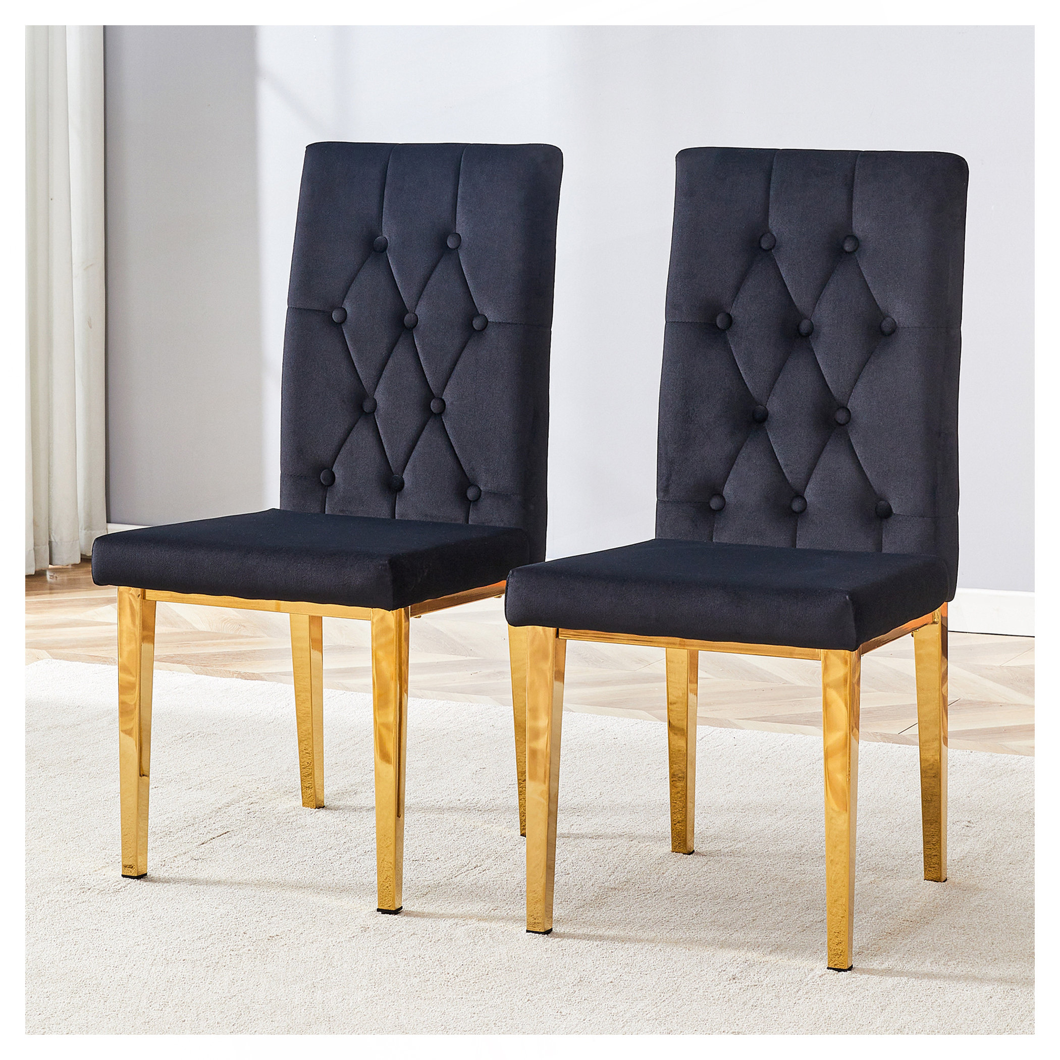 Red Barrel Studio® 2 Piece Dining Chairs.The Gold Metal Legs Complement ...