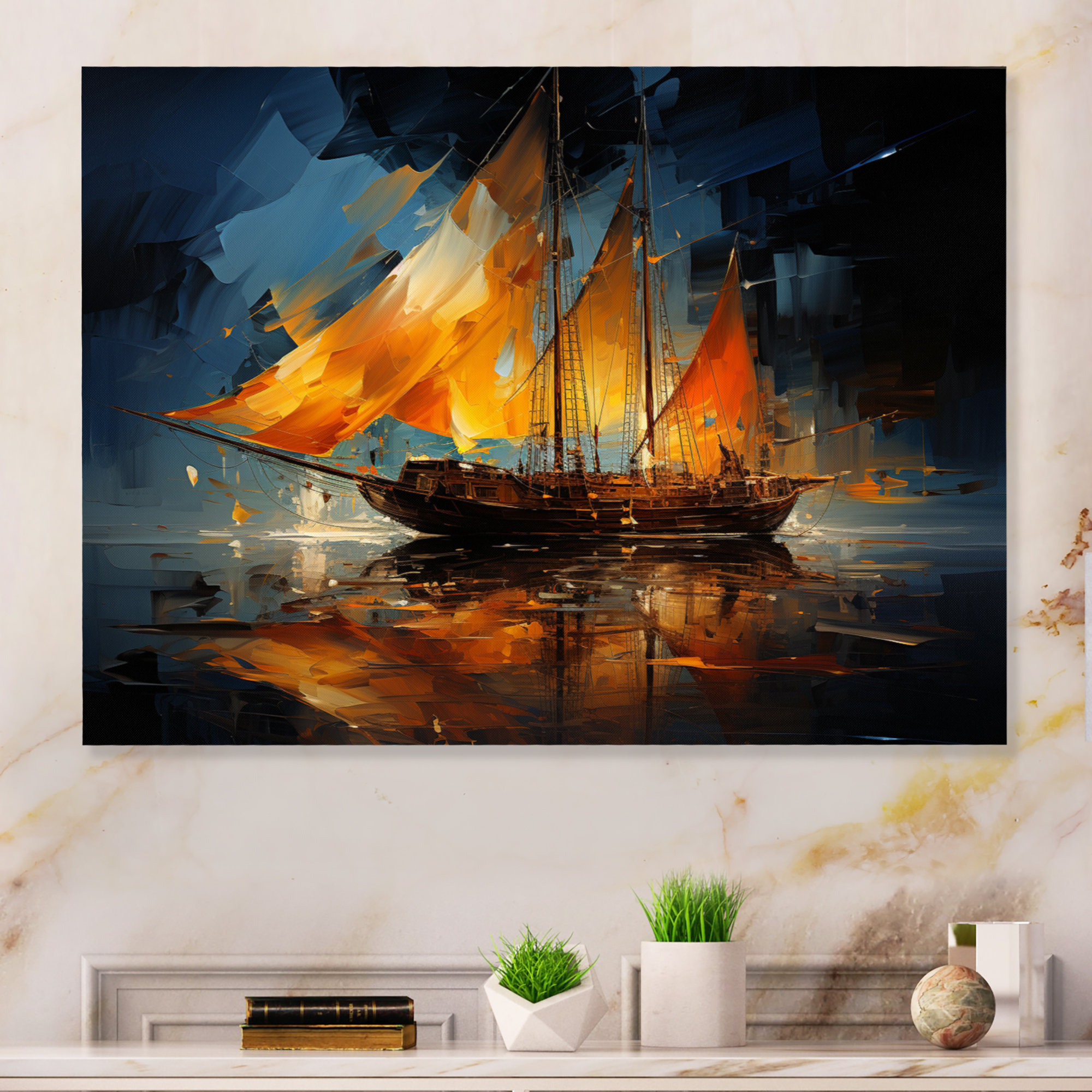 Longshore Tides Boat Abstract Maritime Symphony II On Metal Print | Wayfair
