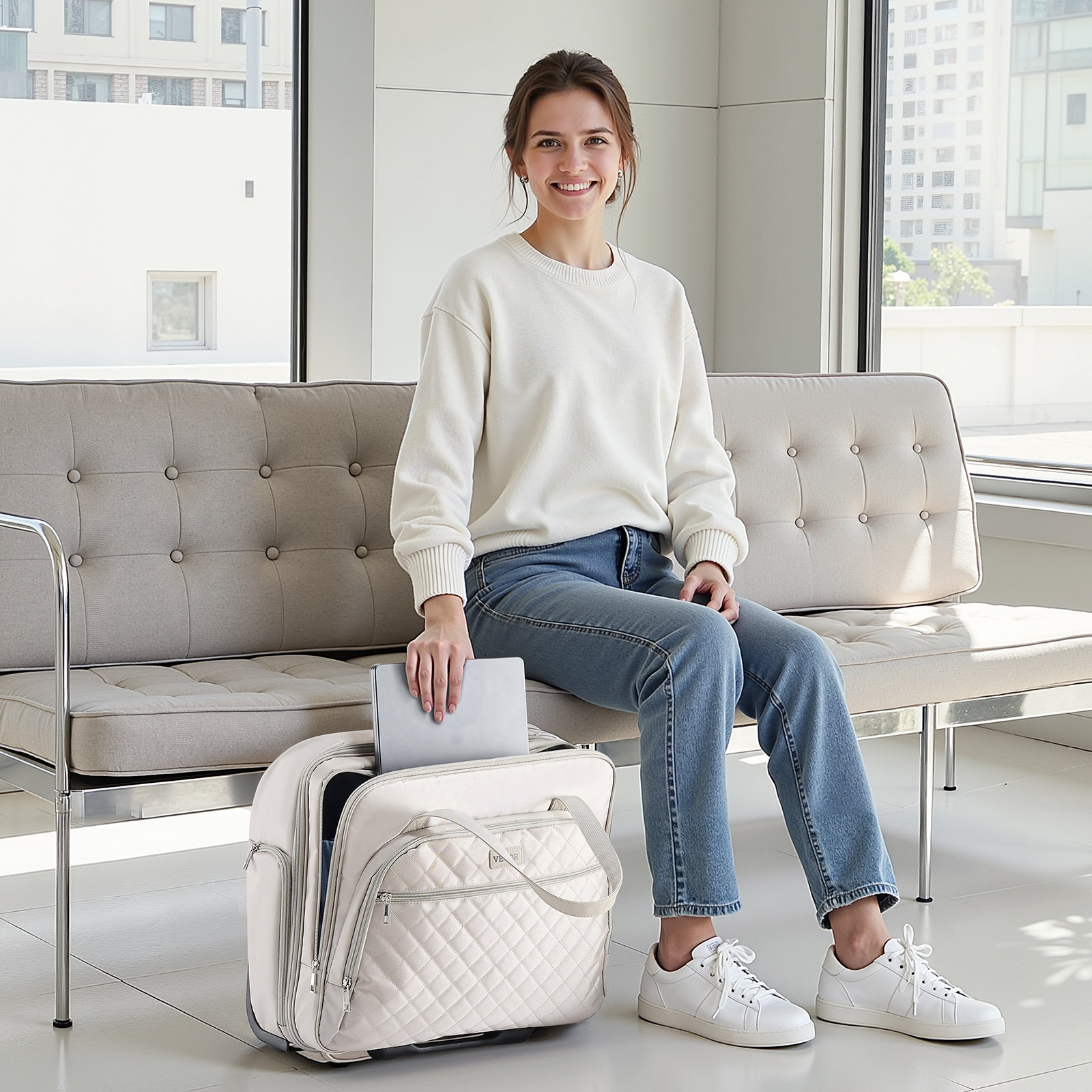 Latitude Run® Rolling Laptop Bag 15.6 Inch Wheeled Computer Bag for ...