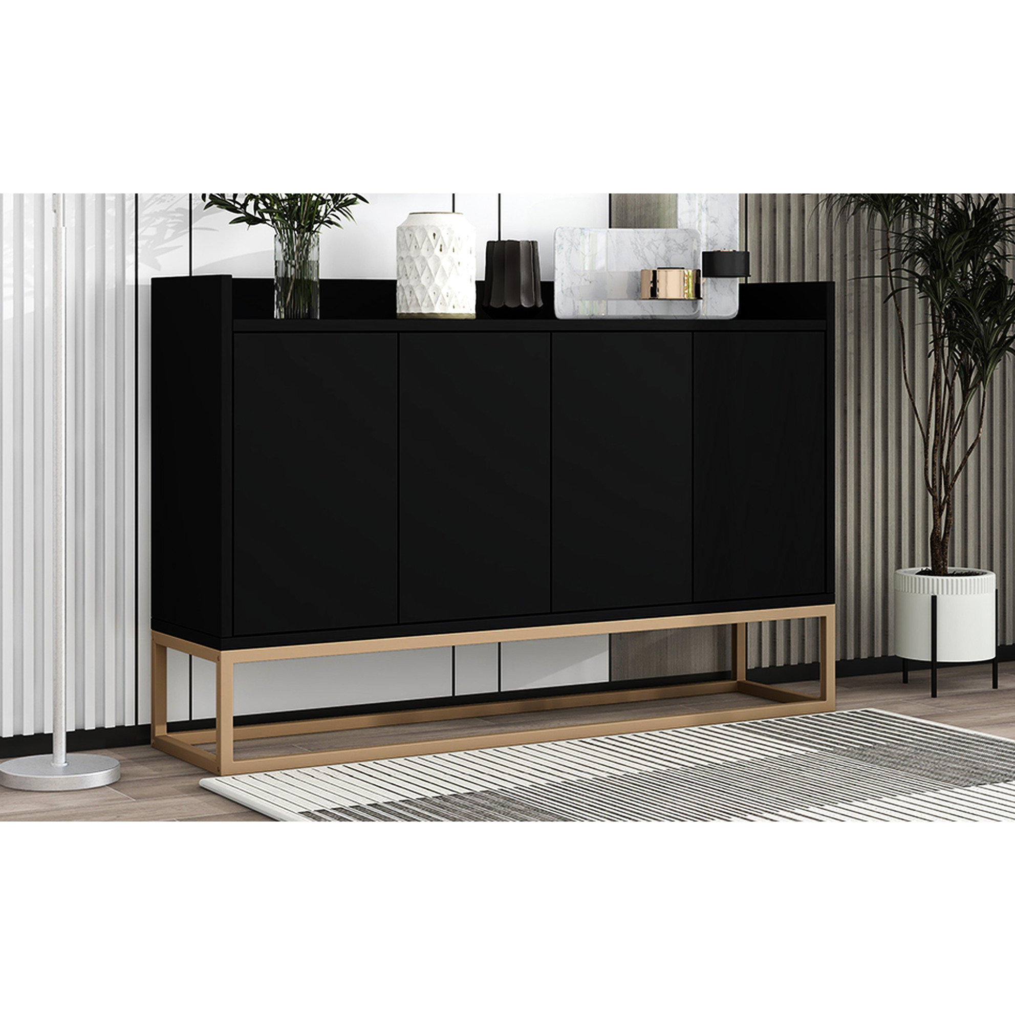 Winston Porter Sideboard Cabinet With Adequate Space For Dining Belongings Elegant Smooth ...