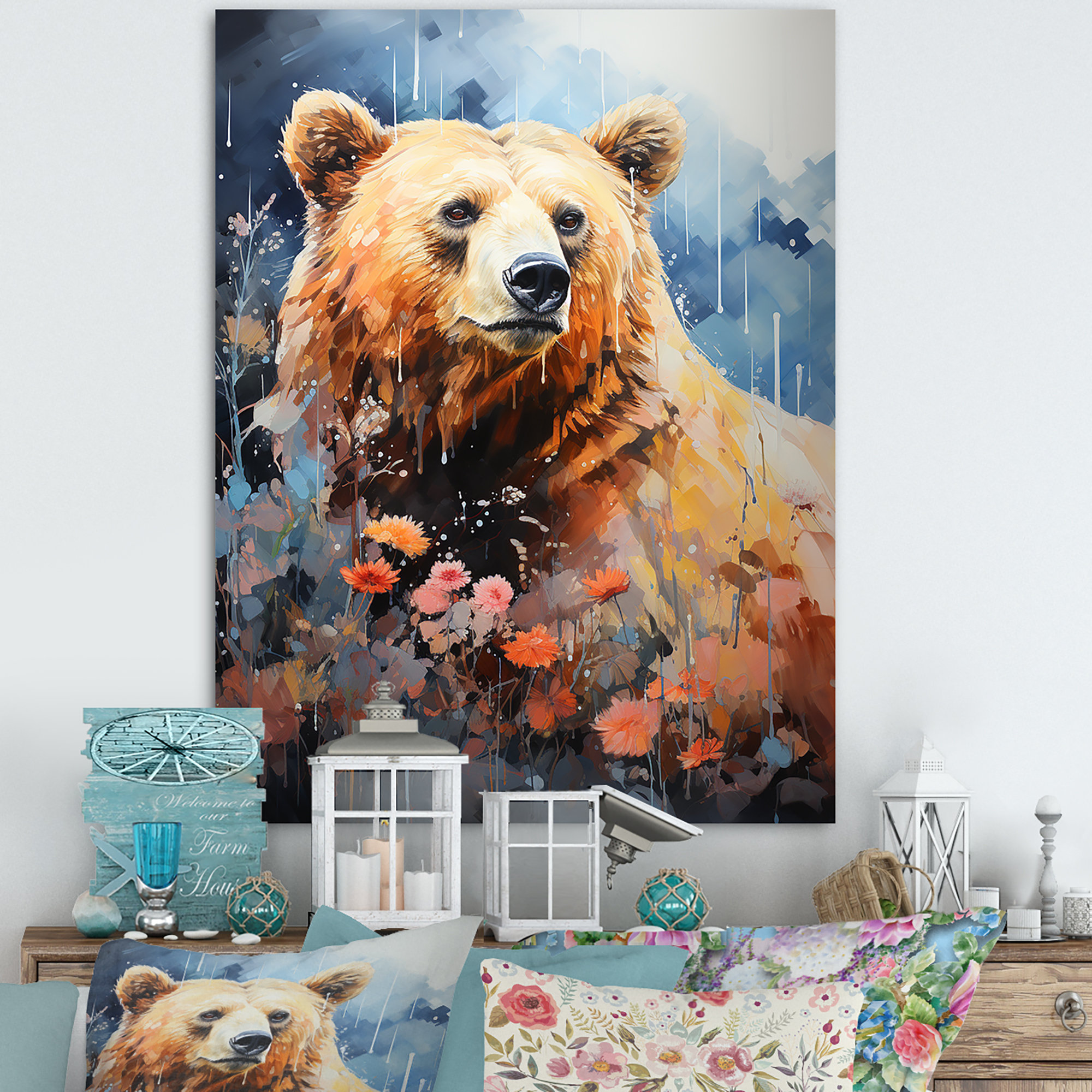 Millwood Pines Abstract Bear Habitat - Bear Wall Art Living Room_106882 ...