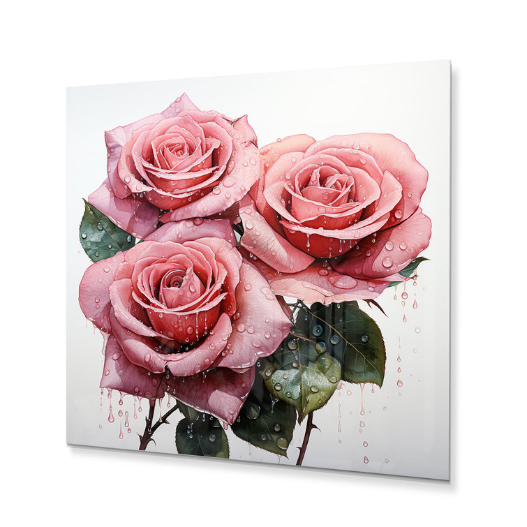 Bungalow Rose Pink Graceful Rose Pointillism I On Metal Print - Wayfair ...