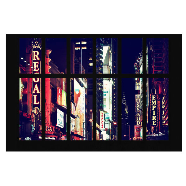 East Urban Home Window View of Times Square at Night Semi-Gloss ...