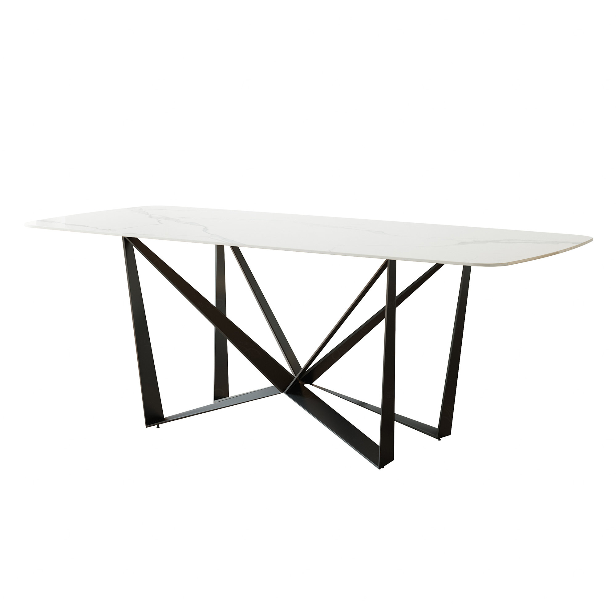 Brayden Studio® Sleek Black Sandstone Dining Table with Glossy Snow ...