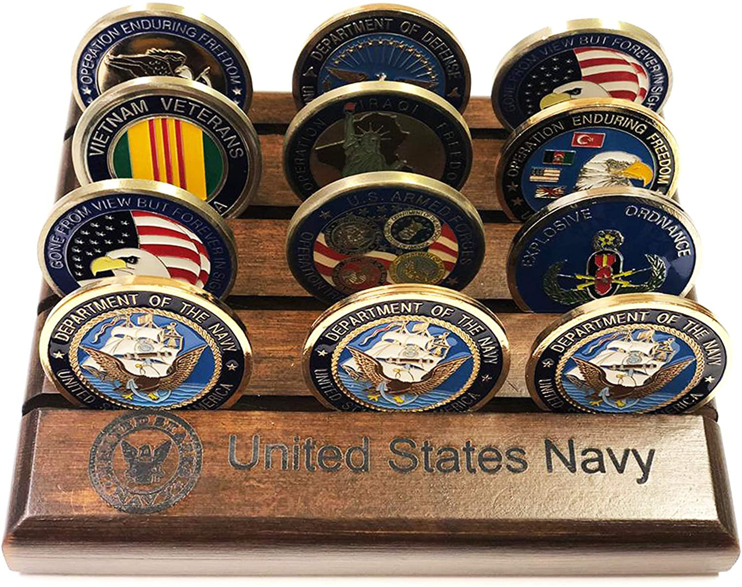 DECOMIL 4 Rows Coin Holder, US Army-Navy-Air Force-Marine Military ...