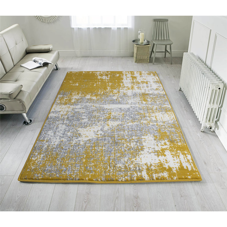 17 Stories Caliah Machine Woven Ochre/Grey Indoor Rug & Reviews ...