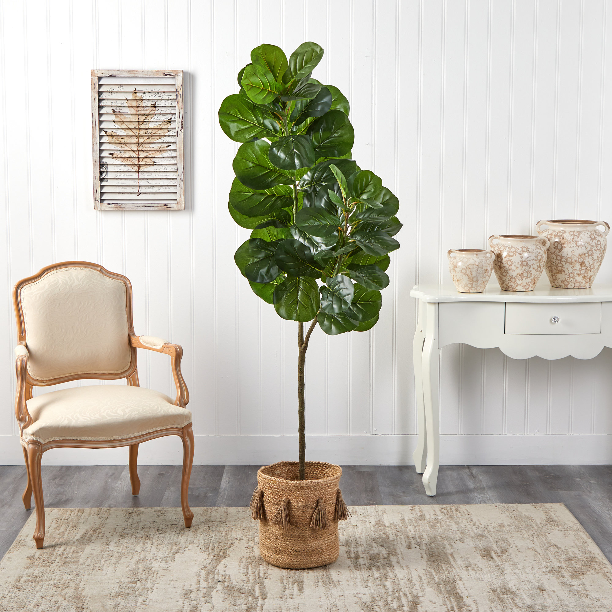 Primrue 66'' Artificial Fiddle Leaf Fig Tree in Basket | Wayfair