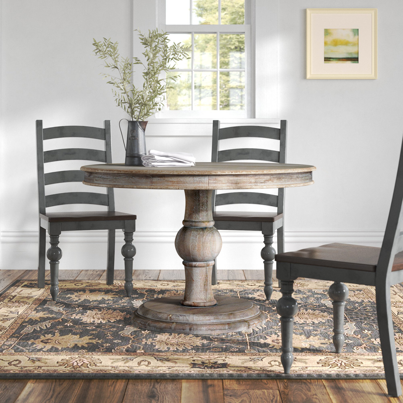 Laurel Foundry Modern Farmhouse® Babb 47" Round Mango Wood Hand Carved ...