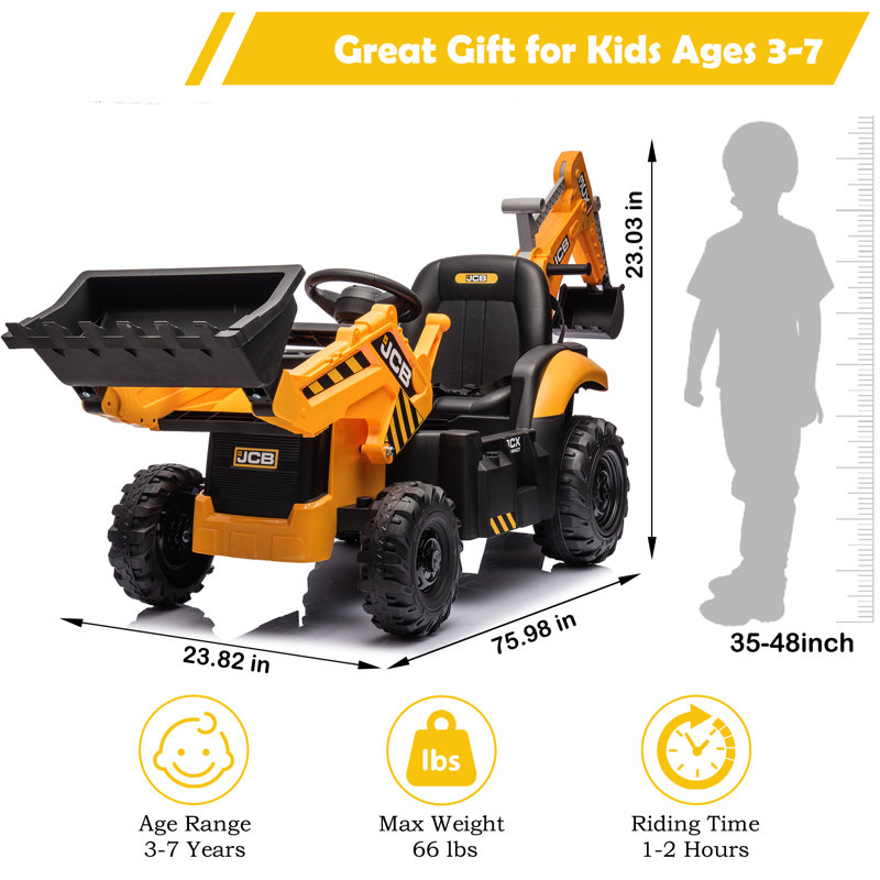 NEECHIPRO Licensed JCB 24V Kids Ride on Excavator / Tractors Battery ...