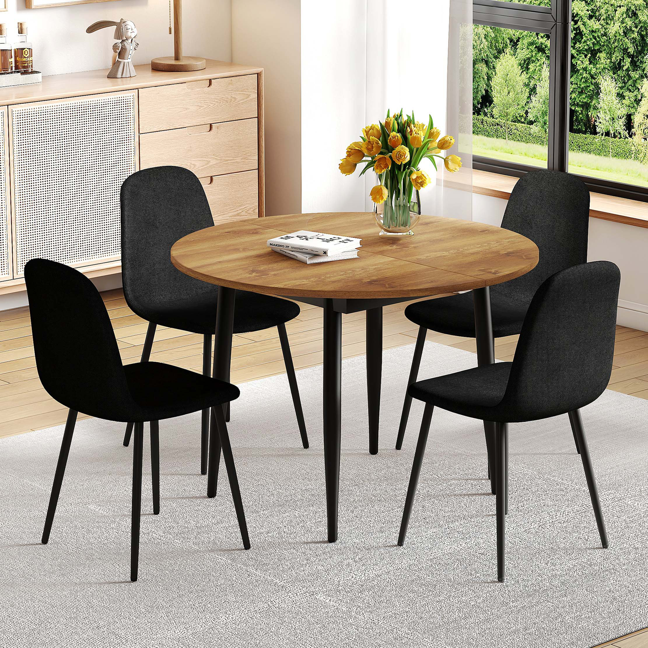 George Oliver Table And Chair Set,Modern Extendable Dining Table,Paired ...
