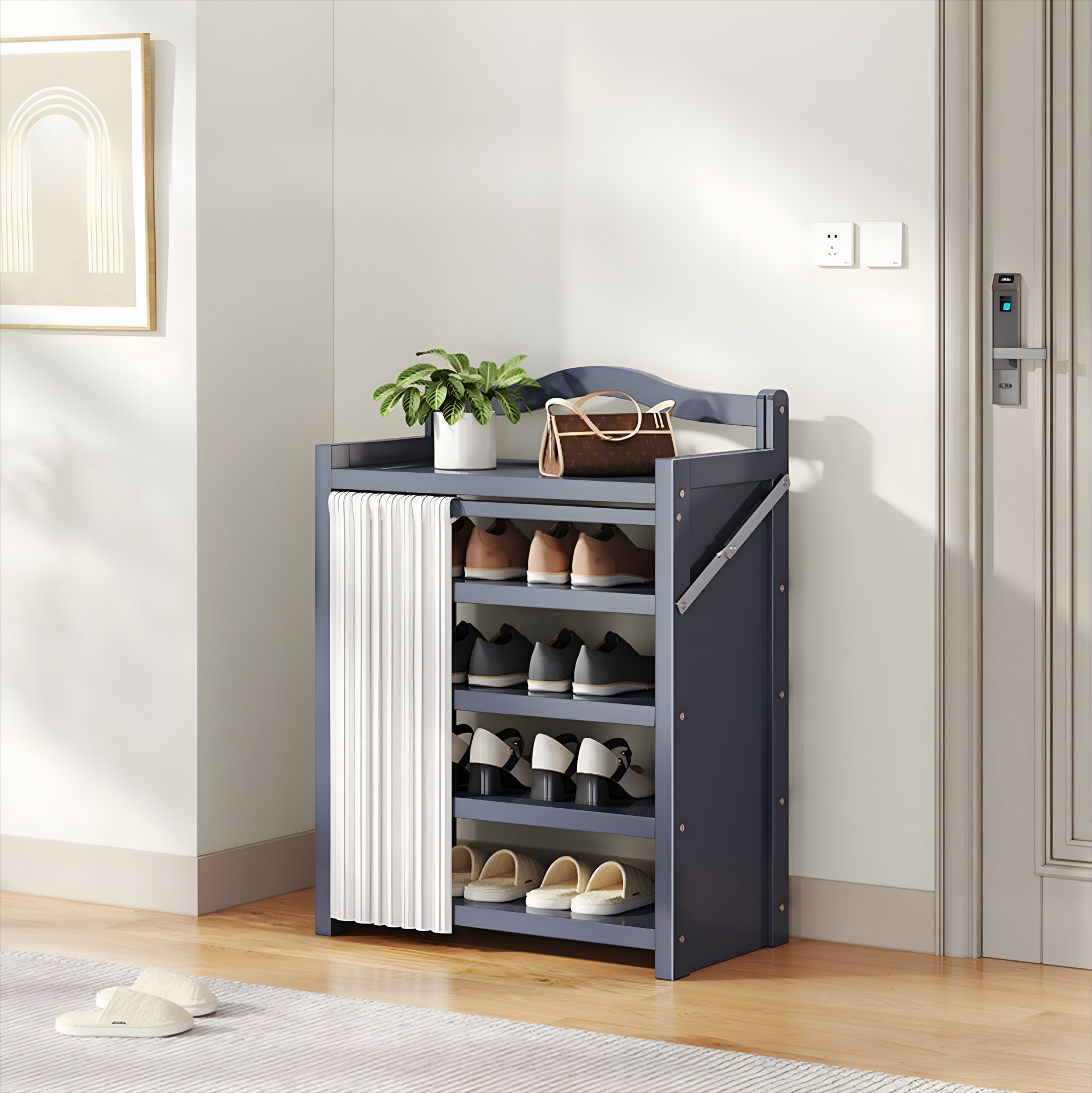 Lark Manor™ Installation Free Folding Bamboo Dustproof Shoe Rack, Multi ...