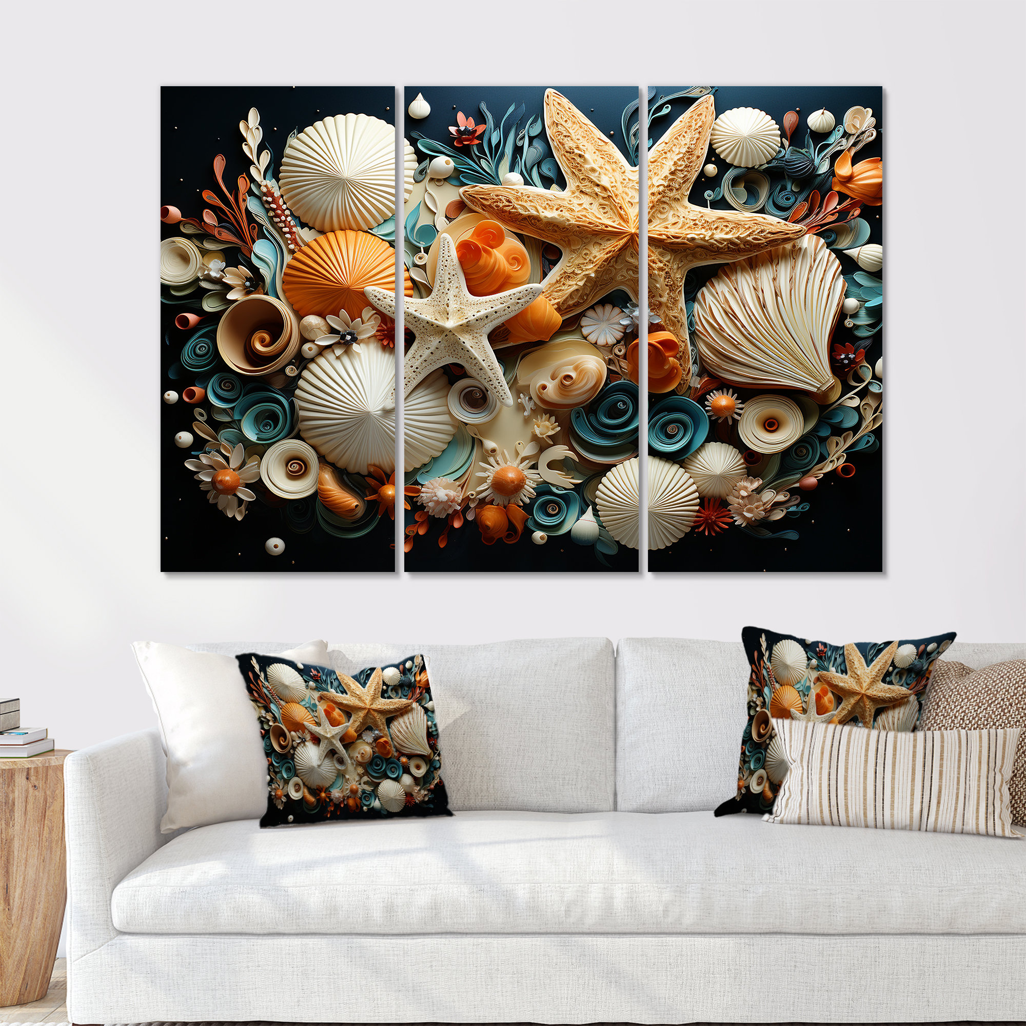 Dovecove Modern Beach Shellfish Collage - Ocean Wall Art Set | Wayfair