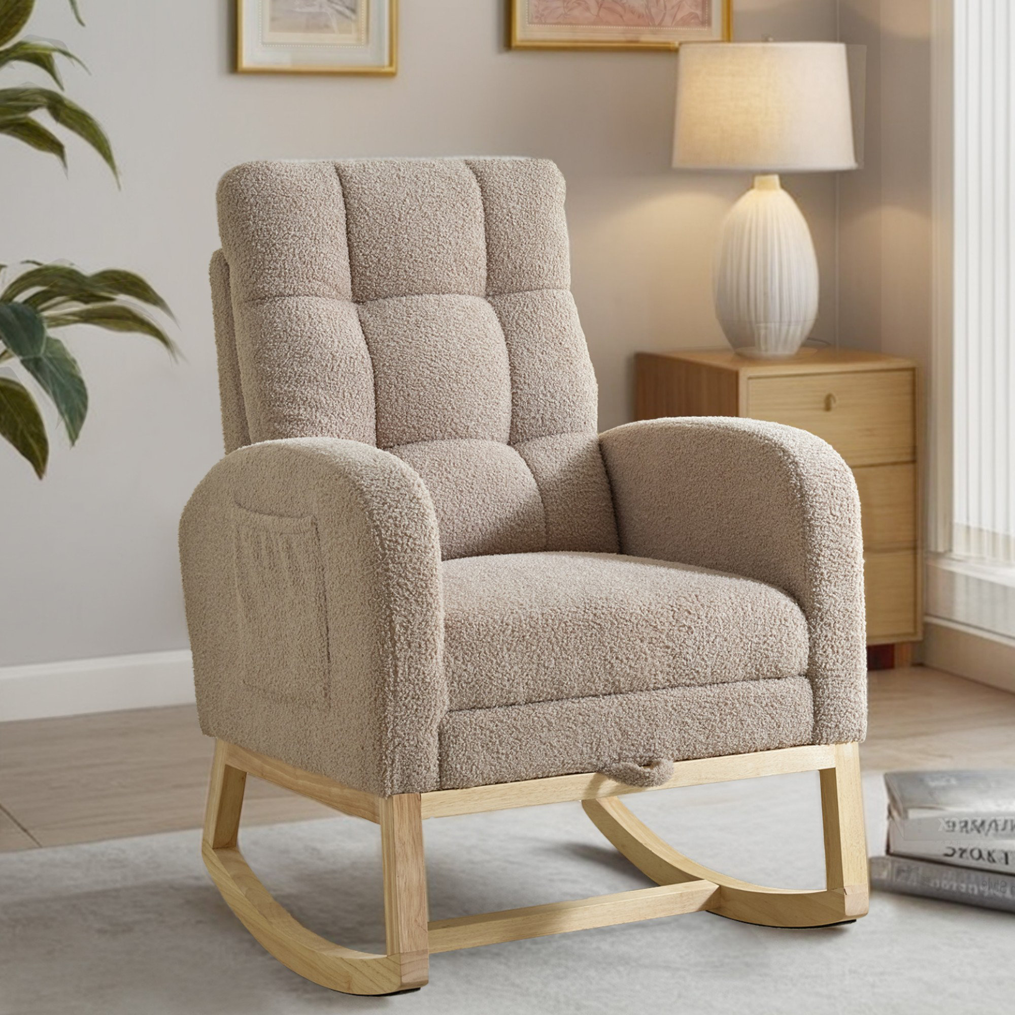 Latitude Run® Nursery Rocking Chair with Adjustable Footrest for Living ...