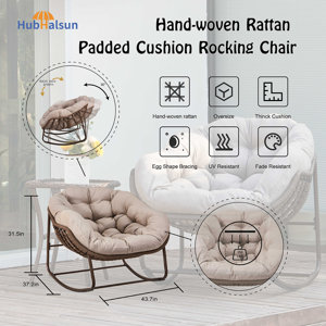 Corrigan Studio® Outdoor Ladena Rocking Rattan Chair with Cushions ...