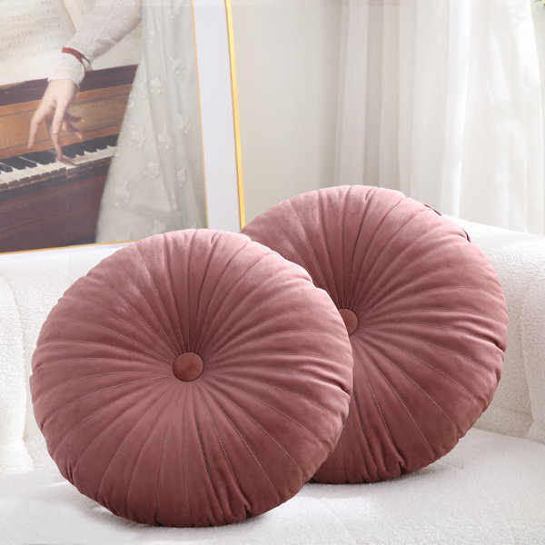 Kindred Home Velvet Round Throw Pillow for Sofa Decor 18-Inch (Set of 2 ...
