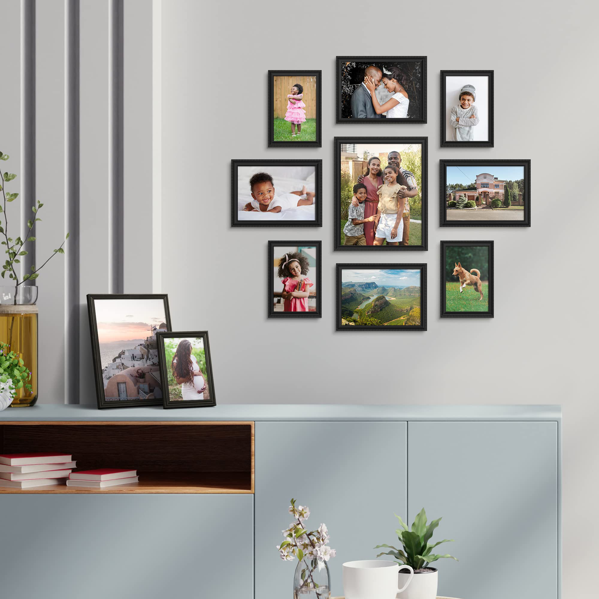 Latitude Run® Combination Black Picture Frames Set - 10 PC (Five 4X6 ...