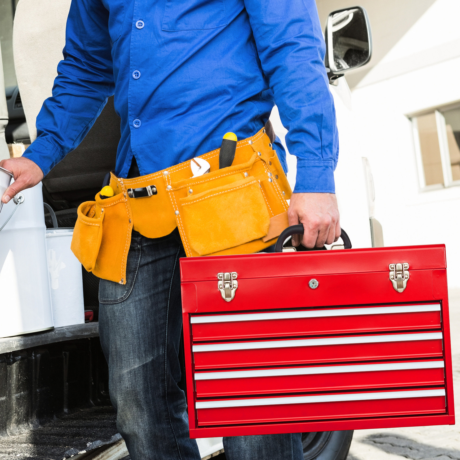 Latitude Run® Portable Metal Tool Box With 4 Drawers - Metal, Red ...