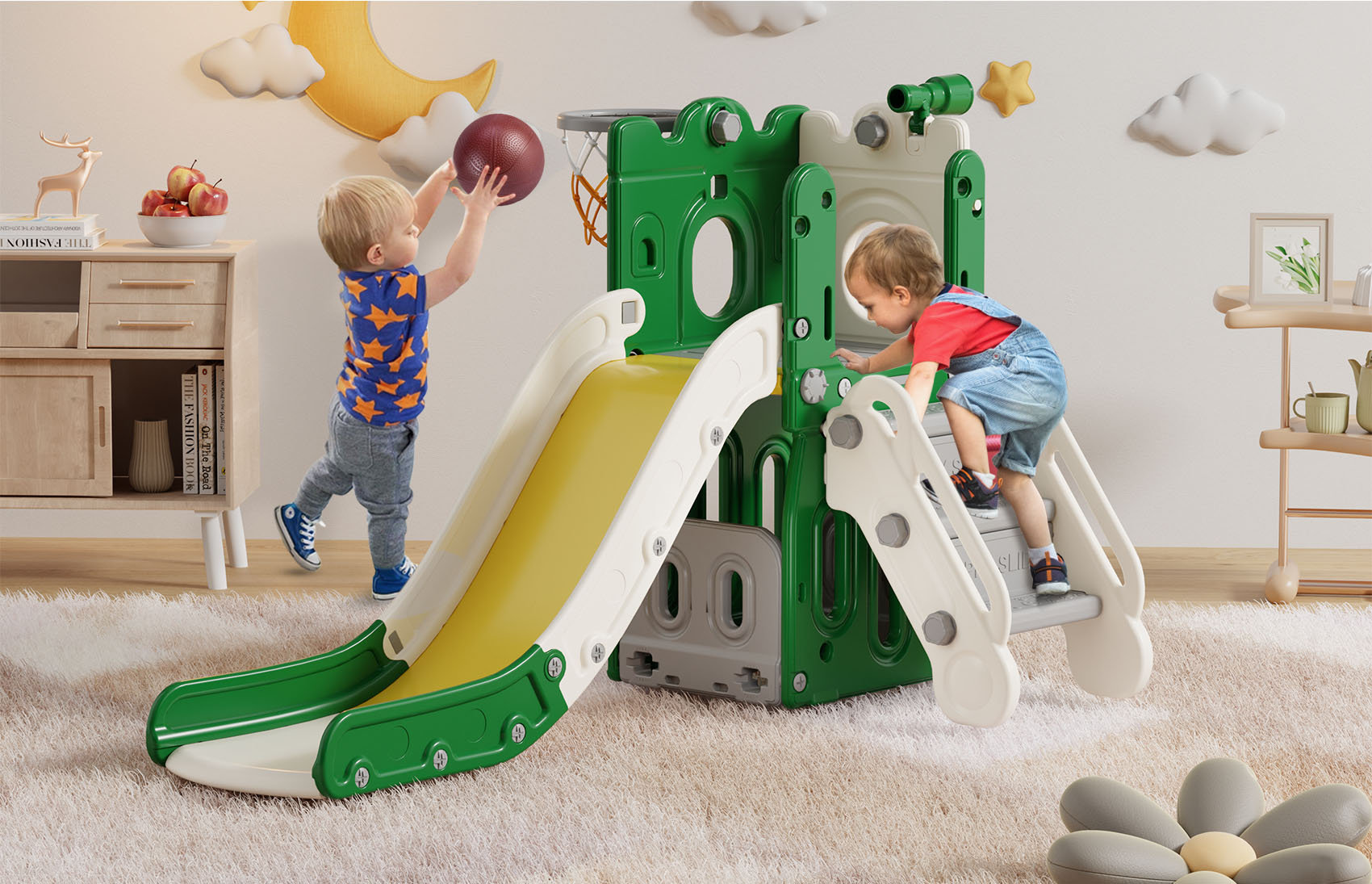 Suteck 7 in 1 Kids Slide, Toddler slide with Climber Outdoor Indoor ...