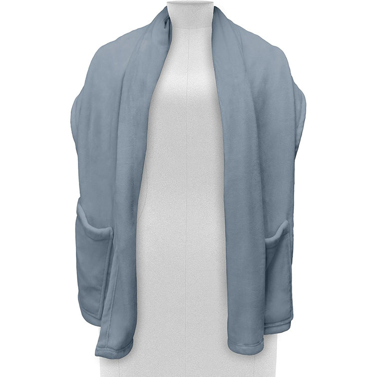 Serta Luxe Electric Heated Warming Cuddler Wrap With Pockets Cloud ...