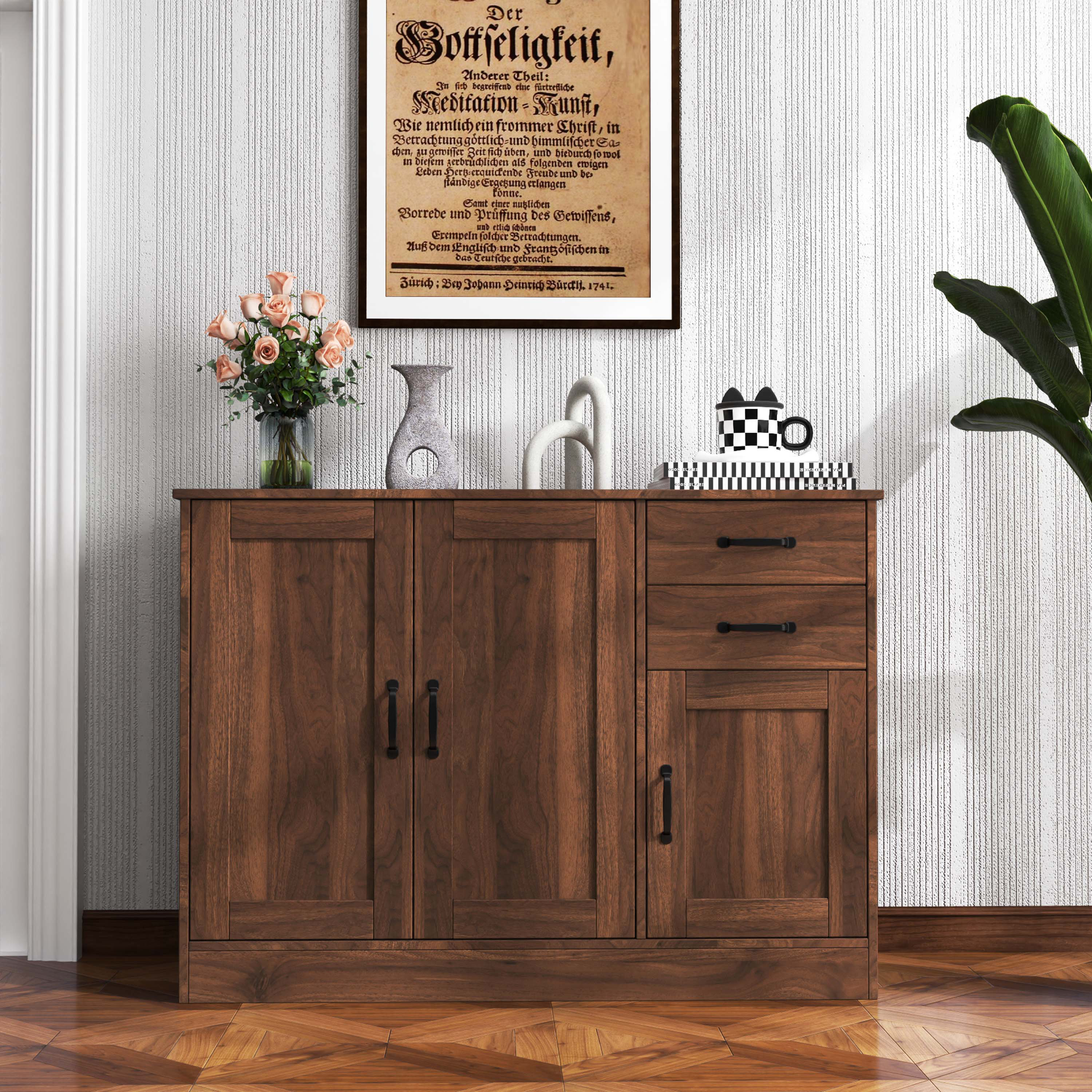 Millwood Pines Modern Wood Buffet Sideboard with 2 doors&1 Storage and ...