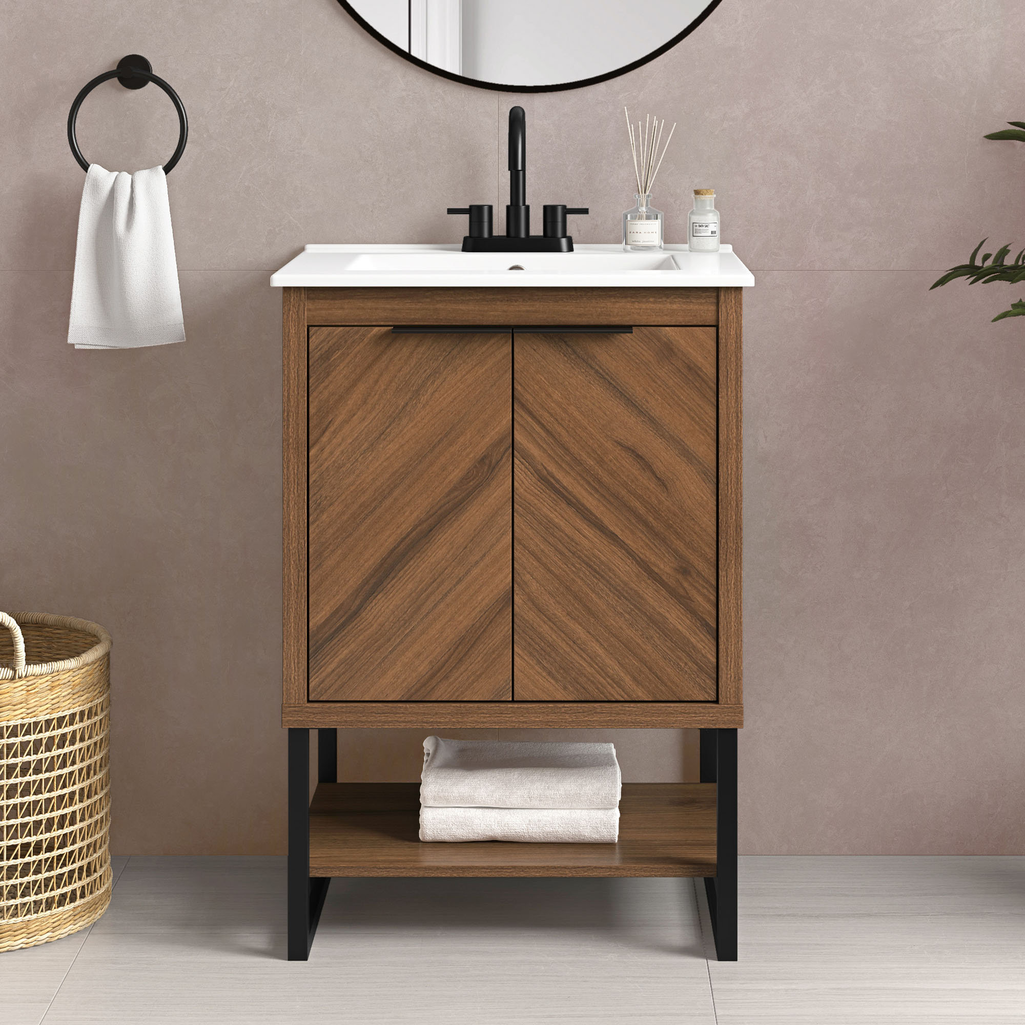 Ren Selections OVE Decors Contessa 24 in. Spiced Walnut Freestanding ...