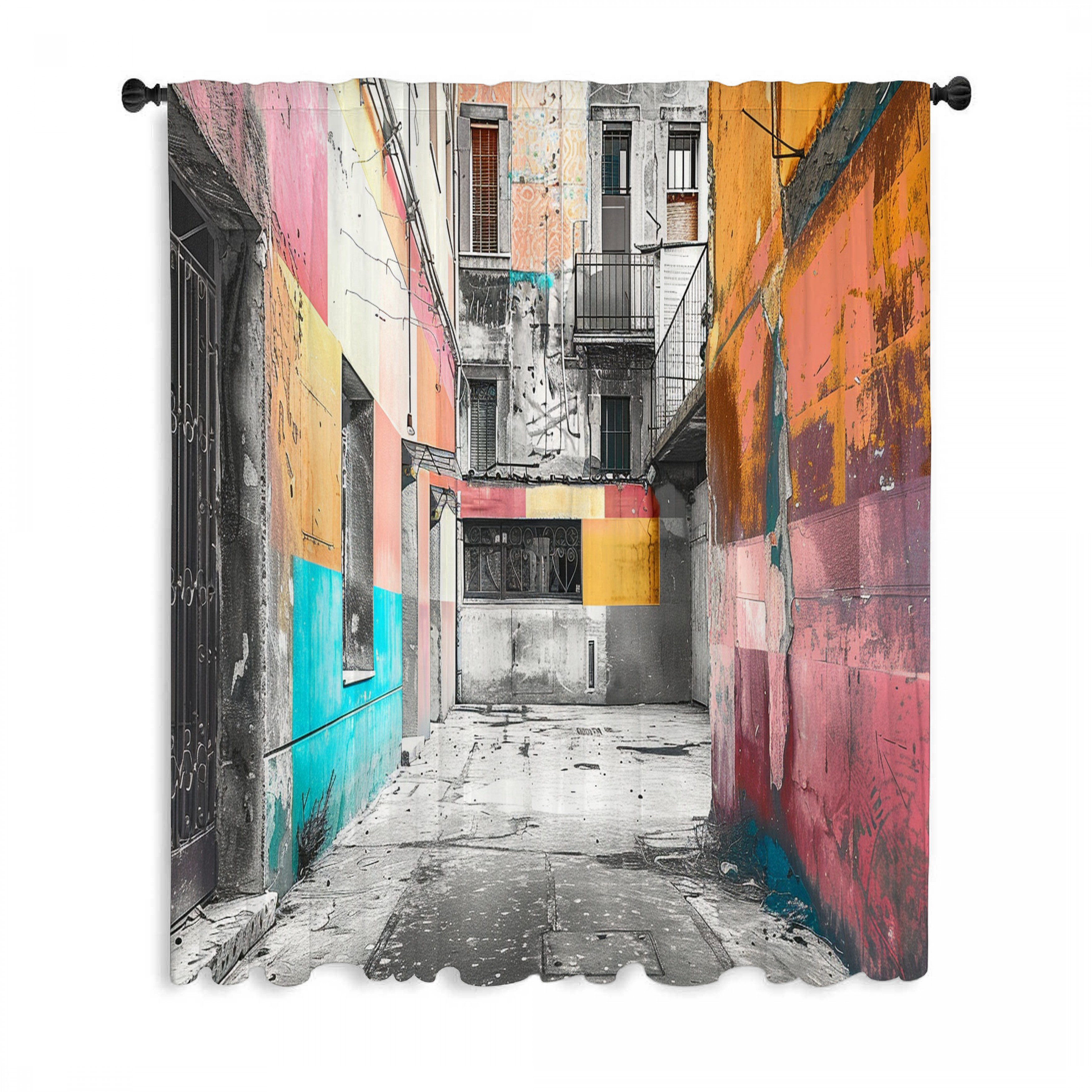 Orren Ellis Cityscape Window Curtains, Urban Blockout & Sheer Curtains ...