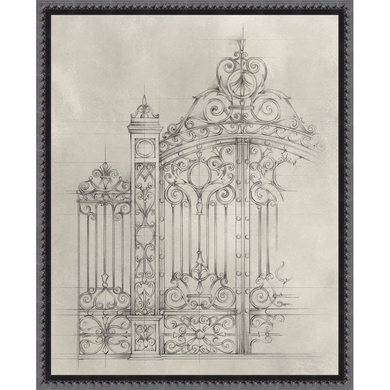 House of Hampton® 'Iron Gate Design I' Framed Drawing Print | Wayfair