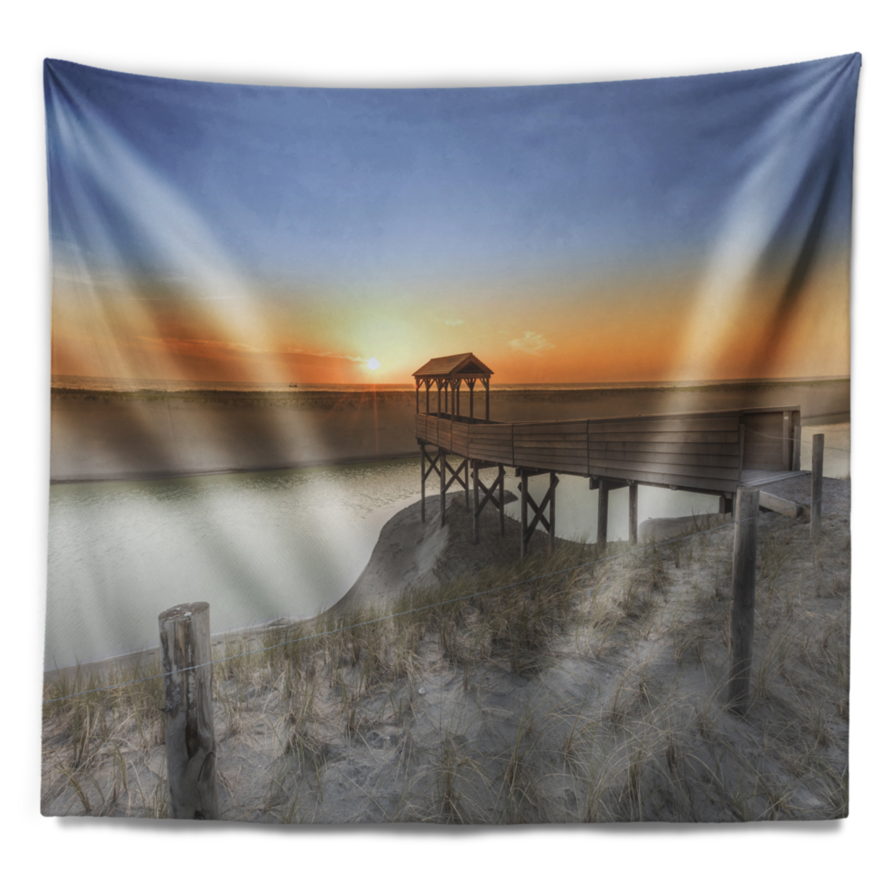 East Urban Home Landscape Watchtower at North Sea Dunes Tapestry | Wayfair