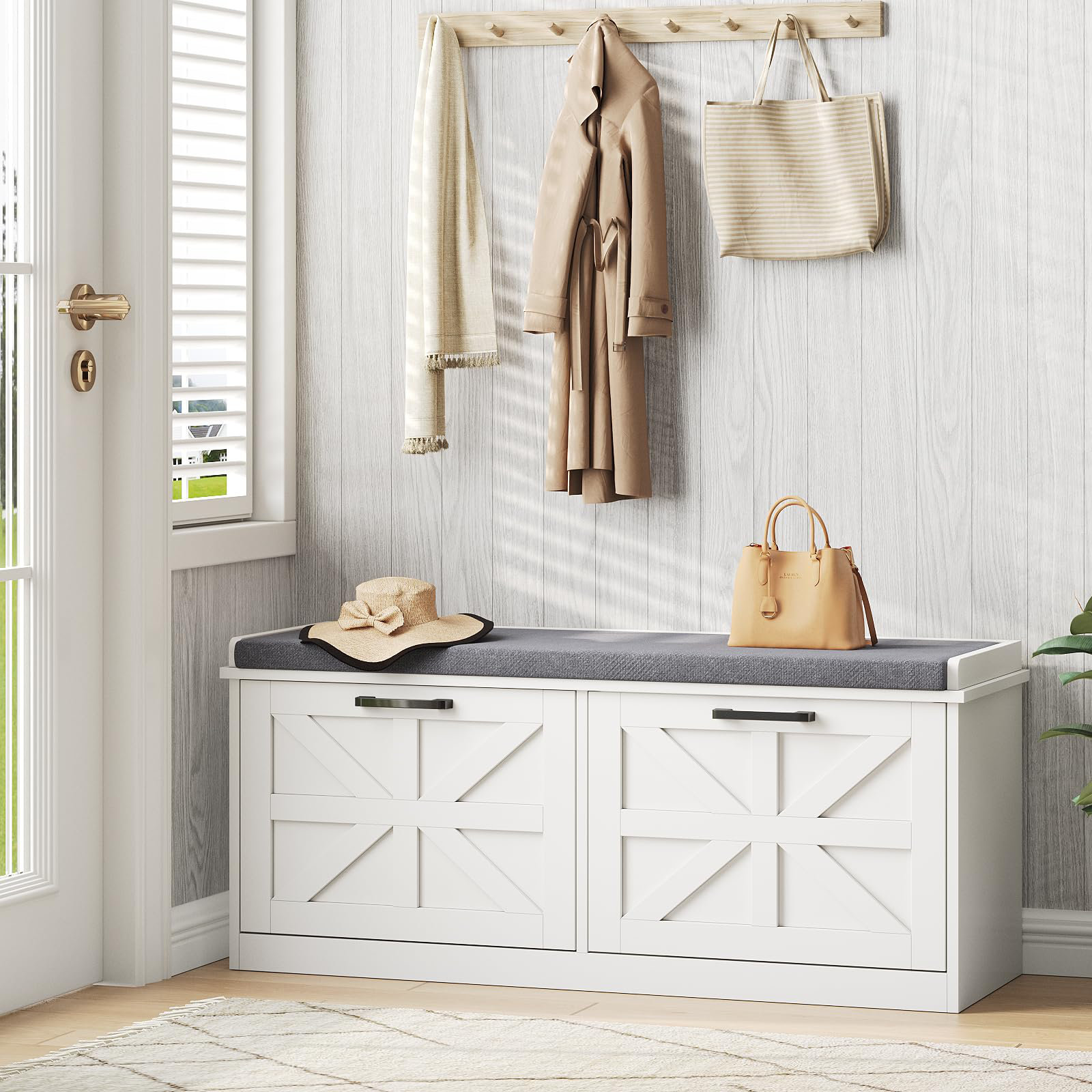 Gracie Oaks Shoe Storage Benches with 2 Flip Drawers, Modern Design ...