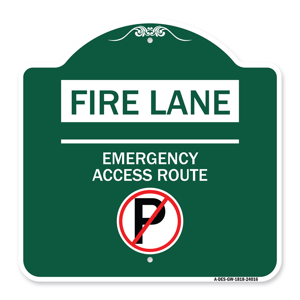 Signmission Designer Series Sign - Fire Lane - Emergency Access Route ...