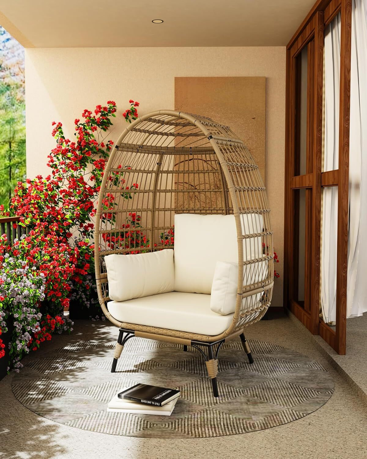 Dakota Fields Outdoor Wicker Egg Chair with Stand | Wayfair