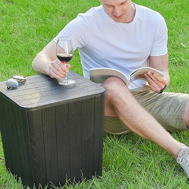 Ebern Designs Outdoor Resin Side Table with Storage, Home Small End ...