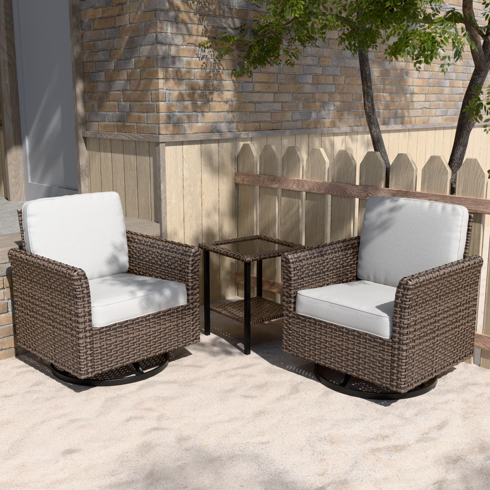 EAGLE PEAK 2-Person Spacious Seating Swivel Chair Seating Group Patio ...