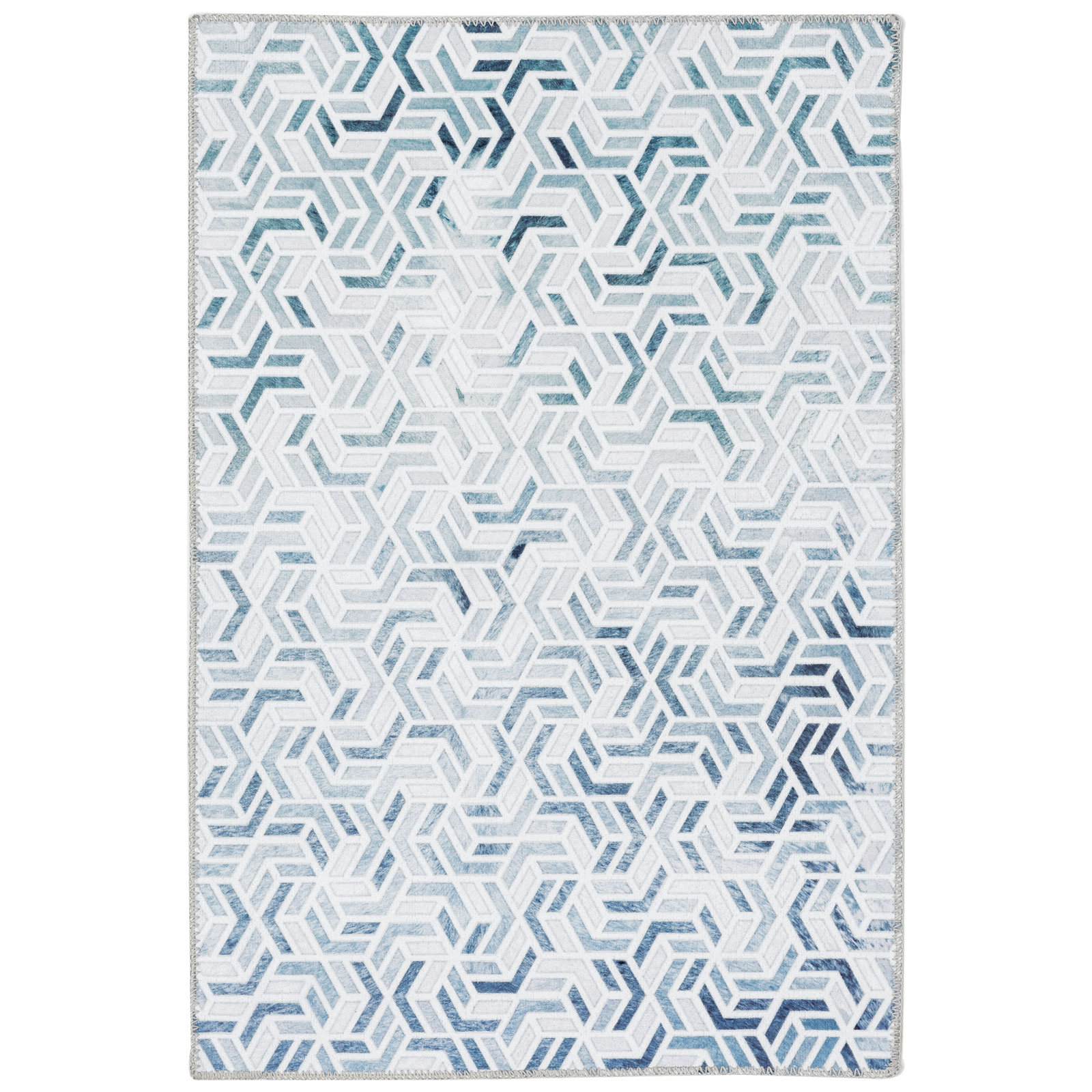 DECOMALL Coronado Modern Geometric Washable And Foldable Area Rugs Blue ...