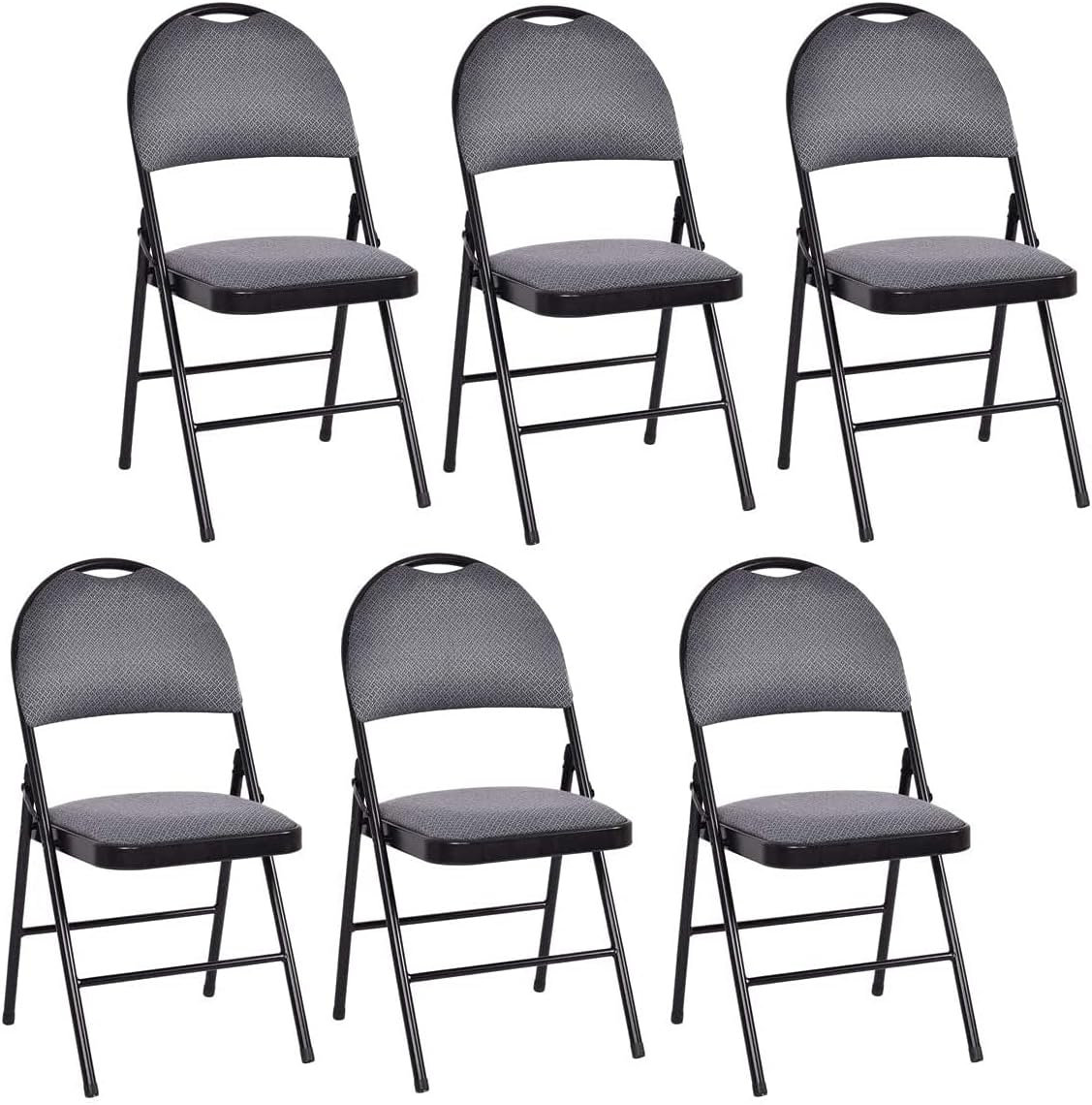 Benzara 6 Padded Folding Chairs, Steel Frame With Non-Slip Pads ...